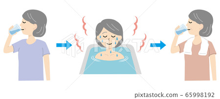 Women who rehydrate before and after bathing... - Stock Illustration ...