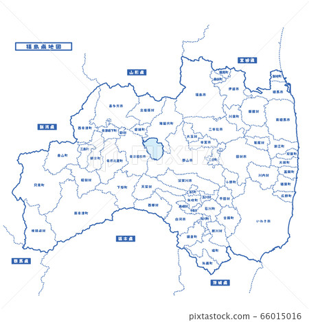 Fukushima Prefecture Map Simple White Map... - Stock Illustration ...