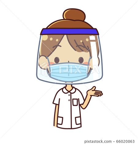 Nurse nurse woman guide right mask face shield - Stock Illustration ...