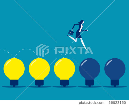 Jumping on the light bulb. Bright light bulb - Stock Illustration ...