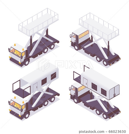 Isometric set self-propelled ambulift for - Stock Illustration ...