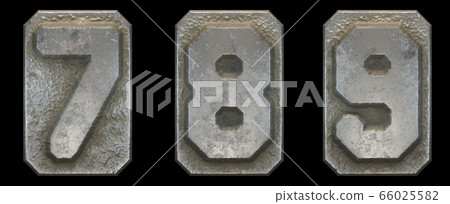 Set of numbers 7, 8, 9 made of industrial metal... - Stock Illustration ...