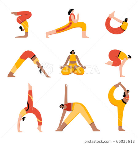 Yoga flat vector illustration. Healthy lifestyle - Stock Illustration ...