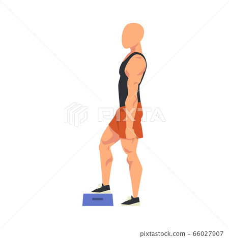 Man Doing Exercise Using Steps Platform, Side... - Stock Illustration ...