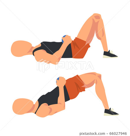Man Doing Exercise with Hips Raise in Two... - Stock Illustration ...