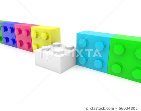 White toy brick in one row with colorful toy... - Stock Illustration ...