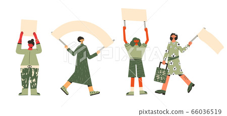 People taking part protest, parade or rally. - Stock Illustration ...
