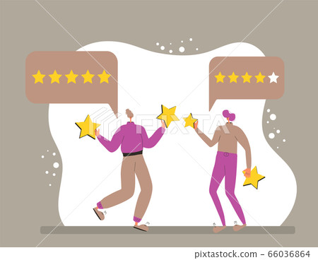 Feedback concept. People with stars in their hands - Stock Illustration ...