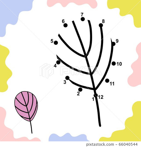 Connect the dots and draw a leaf - Stock Illustration [66040544] - PIXTA