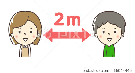 People: Men Women Social Distance 2m Distance... - Stock Illustration ...