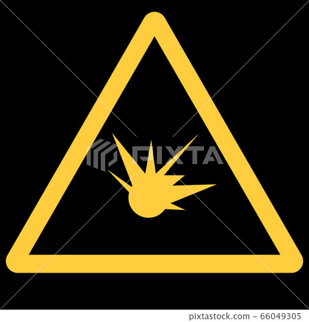 Beware of explosives sign in yellow triangle shape - Stock Illustration ...