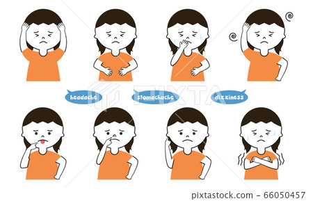 Girl symptoms illustration set - Stock Illustration [66050457] - PIXTA