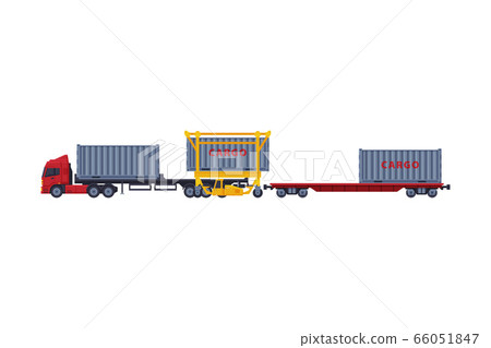 Delivery Truck, Loading of Cargo Container on... - Stock Illustration ...
