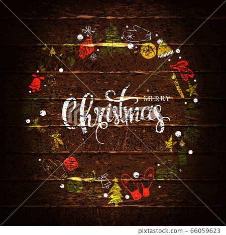Merry Christmas inscription, greeting card - Stock Illustration ...
