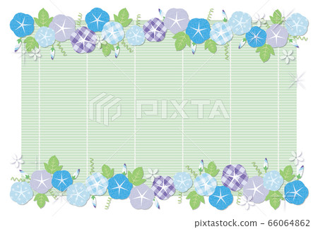 Morning glory flower blue frame postcard... - Stock Illustration ...