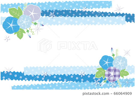 Morning glory flower blue frame postcard... - Stock Illustration ...