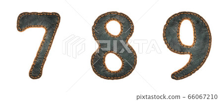 Set of numbers 7, 8, 9 made of leather. 3D... - Stock Illustration ...