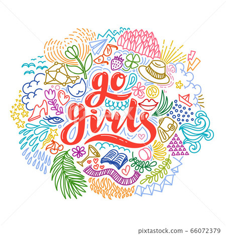Go girls handrawn lettering. Girl power - Stock Illustration [66072379 ...