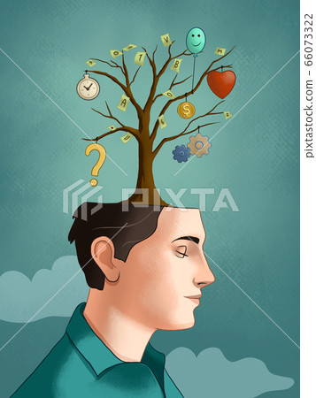 Different thoughts growing on a tree - Stock Illustration [66073322 ...
