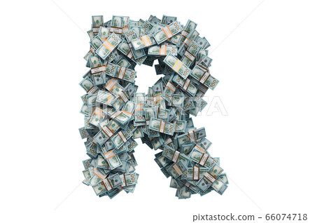 Letter R from dollar packs. 3D rendering - Stock Illustration [66074718 ...