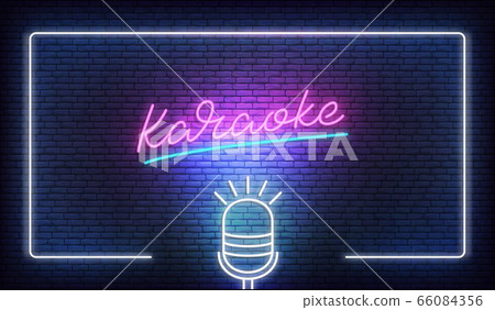 Karaoke neon template. Neon billboard with... - Stock Illustration ...