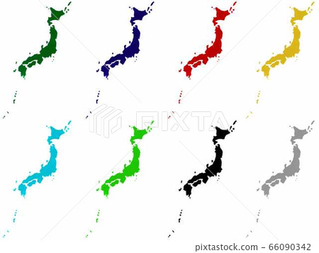 Japan map stencil color set - Stock Illustration [66090342] - PIXTA