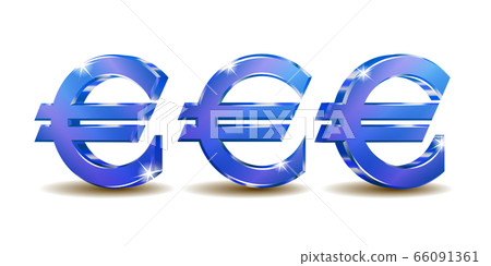 Set of Blue shining euro sign in three... - Stock Illustration ...