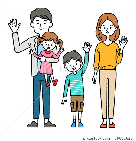 Happy family waving - Stock Illustration [66091626] - PIXTA