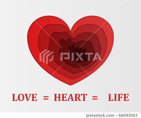 Love is the heart is life vector Paper Style , - Stock Illustration ...