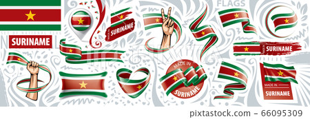 Vector set of the national flag of Suriname in... - Stock Illustration ...