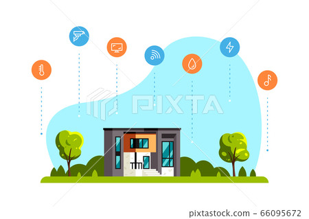 Smart Home banner design. Flat style vector. - Stock Illustration ...