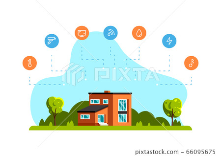 Smart Home banner design. Flat style vector. - Stock Illustration ...