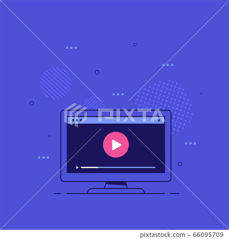 Online video player concept banner, flat style...-插圖素材 [66095709] - PIXTA圖庫