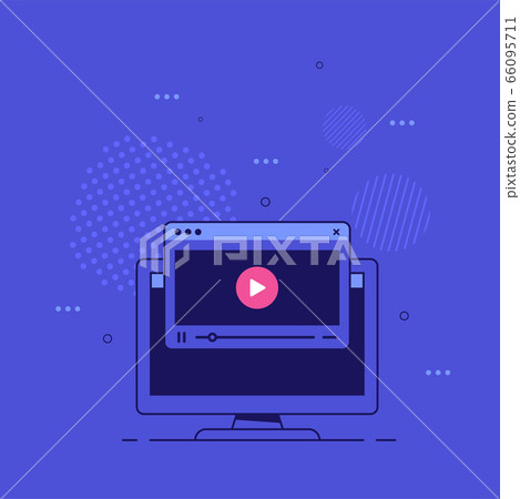 Online video player concept banner, flat style... - Stock Illustration ...
