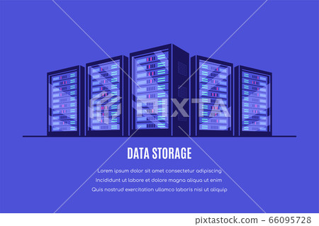 Data storage concept banner, flat style vector... - Stock Illustration ...