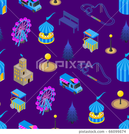 Amusement Park Concept Seamless Pattern... - Stock Illustration ...