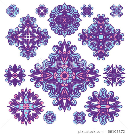 Abstract damask emblem set for design use. Vector - Stock Illustration ...