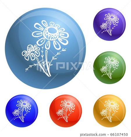 Branch of chamomile icons set vector - Stock Illustration [66107450 ...