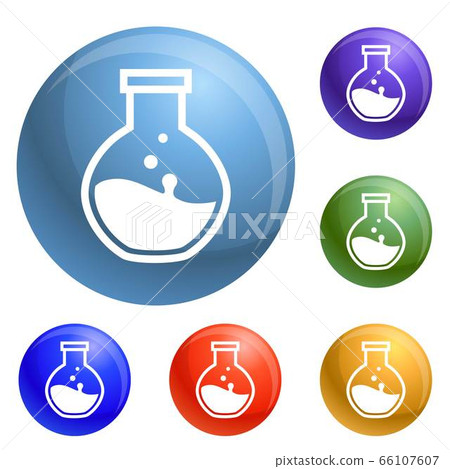 Round flask icons set vector - Stock Illustration [66107607] - PIXTA
