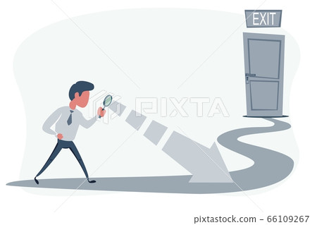 Man with a magnifier is looking for a way out - Stock Illustration ...
