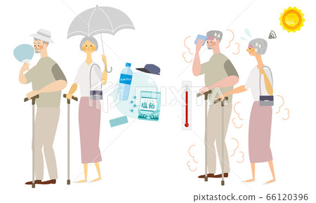 Heat stroke, elderly, midsummer, illustration - Stock Illustration ...