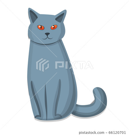 Cute grey cat icon, cartoon style - Stock Illustration [66120701] - PIXTA