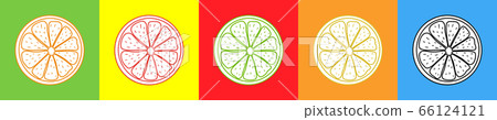 Set of juicy citrus symbols. Lemon, orange,... - Stock Illustration ...