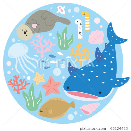 Cute aquarium aquarium fish round cut - Stock Illustration [66124433 ...