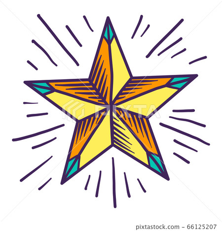 Gold star icon, hand drawn style - Stock Illustration [66125207] - PIXTA