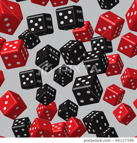 Red Black Dice Seamless Pattern, 3D Illustration - Stock Illustration ...