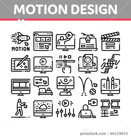 Motion Design Studio Collection Icons Set Vector - Stock Illustration ...