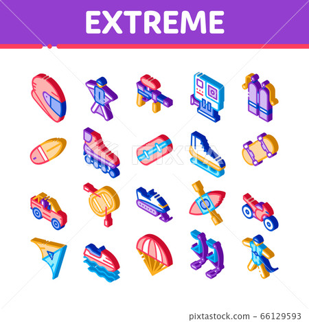 Extreme Sport Activity Isometric Icons Set Vector - Stock Illustration ...