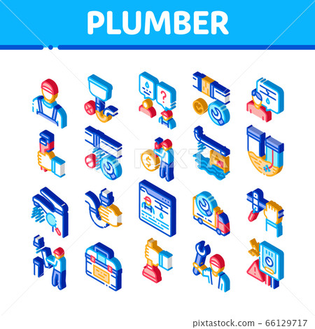 Plumber Profession Isometric Icons Set Vector - Stock Illustration ...