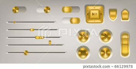 Music control panel with golden buttons and knobs - Stock Illustration ...